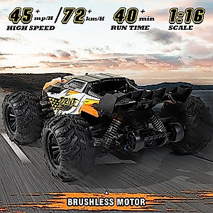 FUUY Brushless Fast RC Cars for Adults Remote Control Car Boys 8-12 1:16 Max 45mph 72KMH with Two Batteries RTR Off Road Hobby Drift Waterproof High Speed RC Truck Electric R/C Vehicle RC Buggy Kids