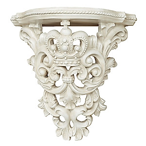 Touch of Class Crown Imperial French Scroll Wall Shelf | Antique White | Victorian Style Floating Vintage Shelves for Bedroom, Living Room, Hallway, Office, Hotel