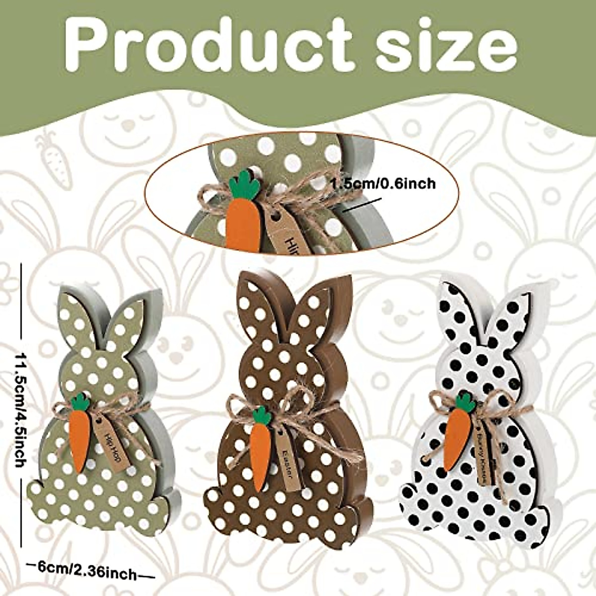 3 Pcs Easter Bunny Decor Spring Decor Farmhouse Sign Rustic Tiered Tray Decorations Bunny Spice Table Centerpieces Standing Wooden Rabbits Block Sign for Easter Kitchen