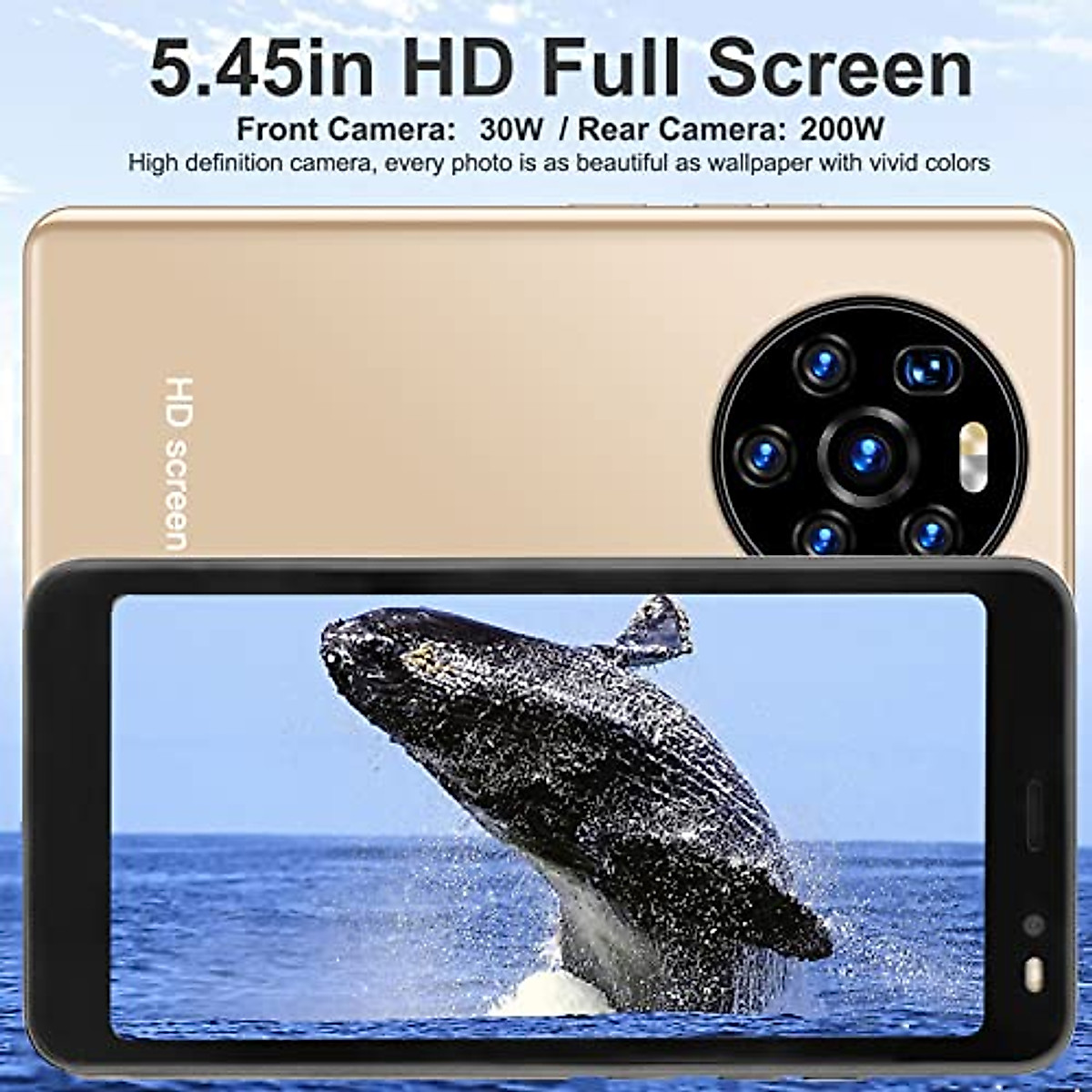 VBESTLIFE Unlocked Android Smartphone, 4GB+512MB RAM, with 5.45in Display, 2MP Rear Camera, 3G Dual Card Dual Standby Mobile Phone(Gold)