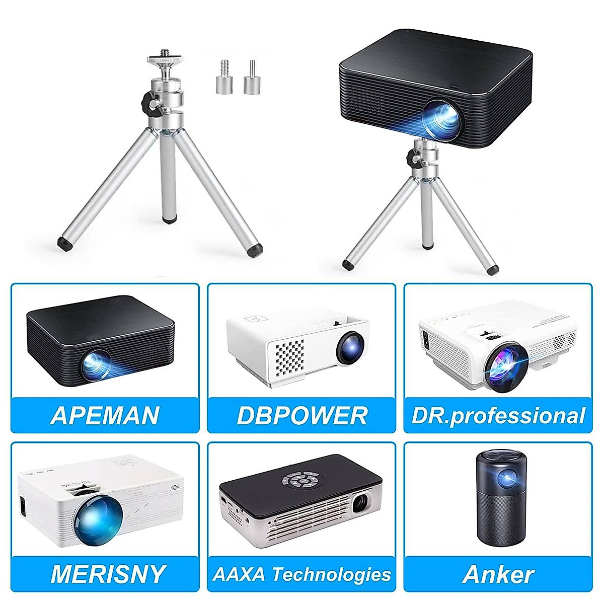 YeeBeny Iron Art Mini Projector Tripod Mount Compatible with DR.J Upgrade, DBPOWER, Anker, AAXA Technologies, Artlii, LoongSon, APEMAN and Most Other Mini Projector ,Retractable