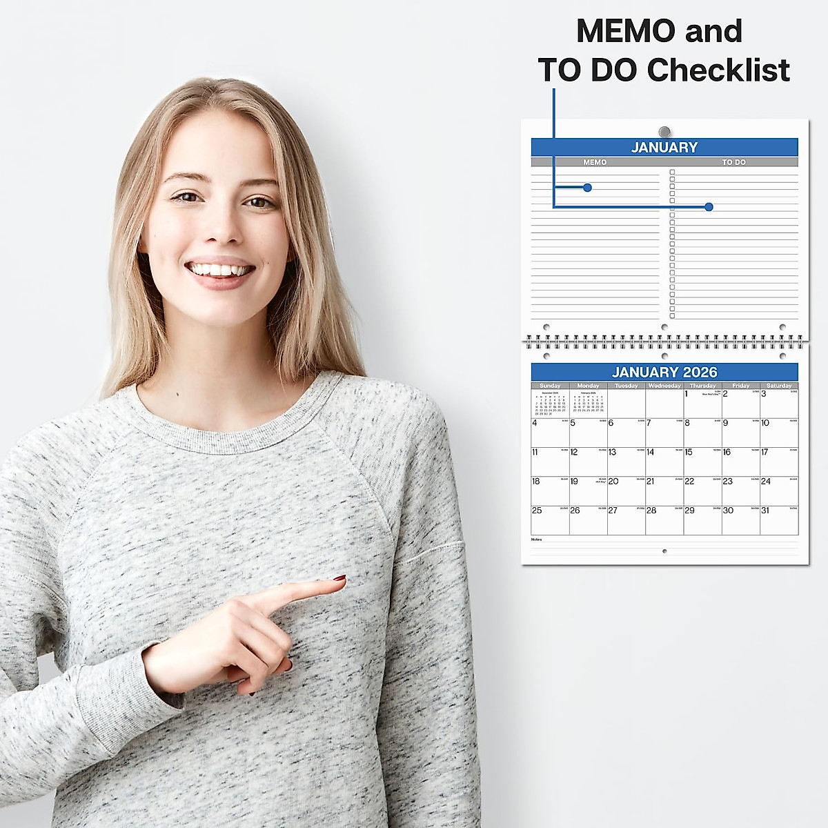 Dunwell 2023 Calendar for 3-Ring Binder (8.5x11, Blue Shades) Use as 2023 Binder Calendar, Wall Calendar or Desk Calendar, 3-Hole Punched, Fits Standard Notebooks