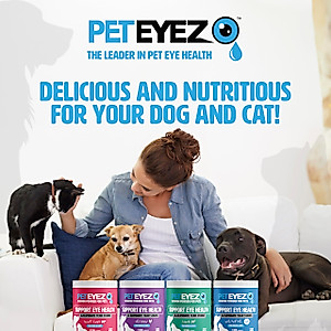 Pet Eyez Vitamin Powder for Pets - Supports Eye Health & Reduces Tear Stain Buildup - 100% Natural Food Topper for Dogs & Cats with Superfoods, Antioxidants & Nutrients - Chicken Flavor - 120 Scoops