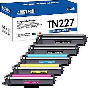 TN227 TN-223BK/C/M/Y Toner Cartridge 5 Pack Compatible for Brother TN-227BK/C/M/Y TN-223 TN223 BK/C/M/Y for MFC-L3710CW MFC-L3750CDW MFC-L3770CDW HL-L3270CDW HL-L3290CDW HL-L3210CW HL-L3230CDW Printer