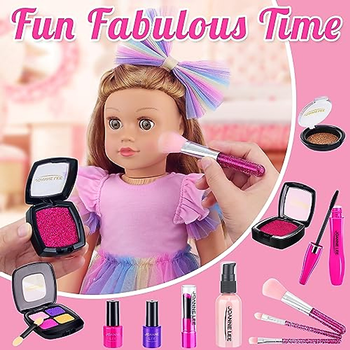 ZITA ELEMENT 14 Pcs 18 Inch Girl Doll Accessories and Makeup Set Includes Doll Dress with Makeup Stuff for 18 Inch Girl Doll My Our Life Journey Generation Girl Doll Accessories