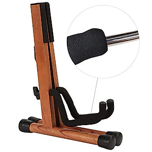 Neboic Ukulele Stand, Wood Violin Stand with bow holder, Wooden Stand for Mini Small Guitars, Banjo and Mandolin (Cherry)