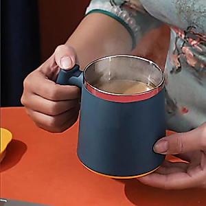 Khanjuan Coffee Mug with Lid and Handle, 14oz Double Layer Anti-scalding and Splash-proof Stainless Steel Coffee Cup, Can be Used for Home,Office,Business Trip and Travel (Blue)