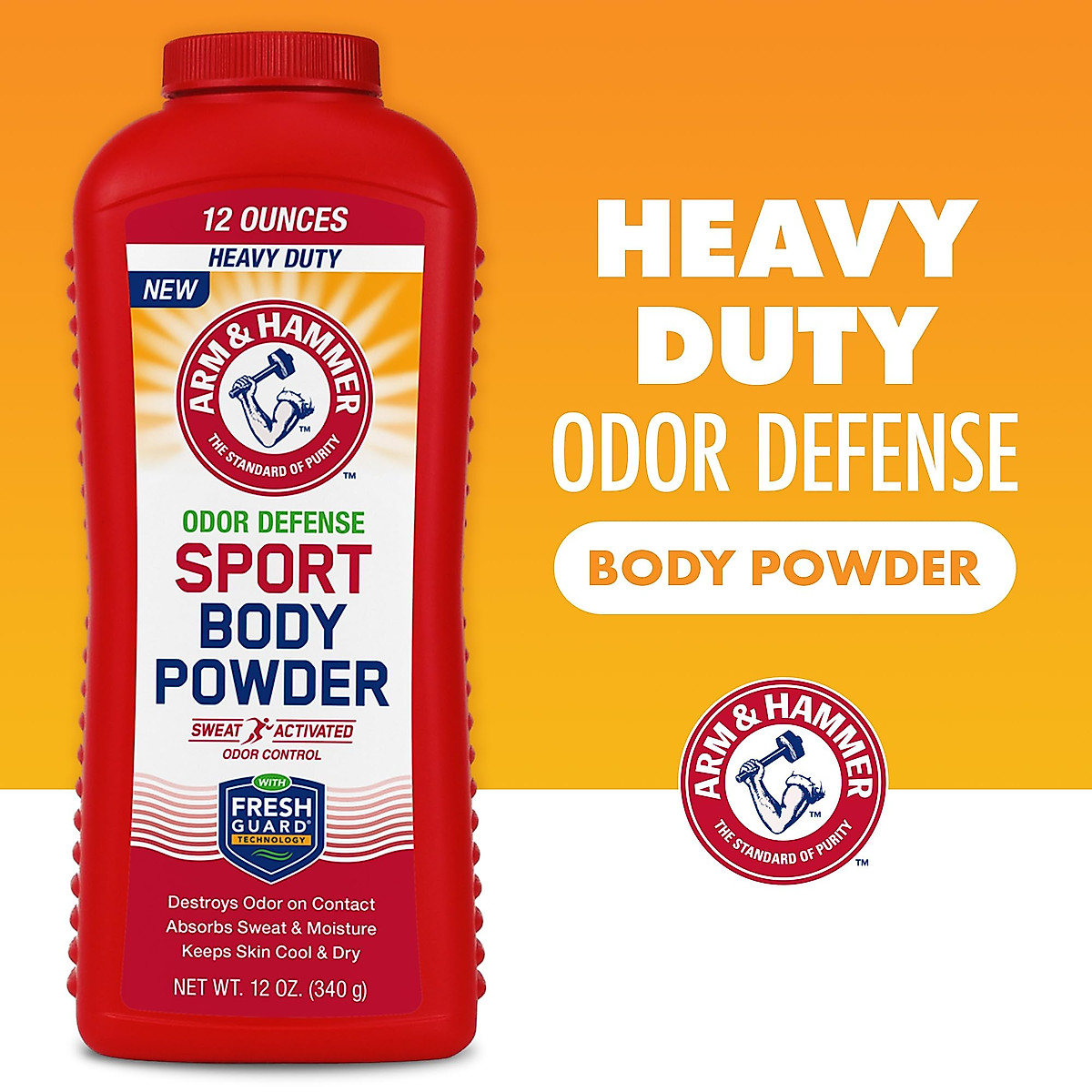 Arm & Hammer Sport Body Powder, Powder for Men and Women, Fresh Feeling, Talc Free, Aluminum Free Odor Defense with Baking Soda