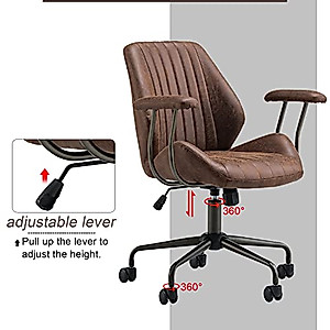 ovios Home Office Desk Chairs Ergonomic Office Chair Modern Computer Desk Chair Suede Fabric Desk Chair for Executive Home Office (Dark Brown)