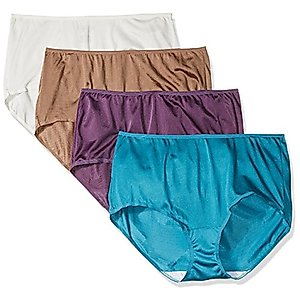 Fruit of the Loom Women's Plus Size "Fit For Me" 4 Pack Nylon Brief Panties, Assorted, 12