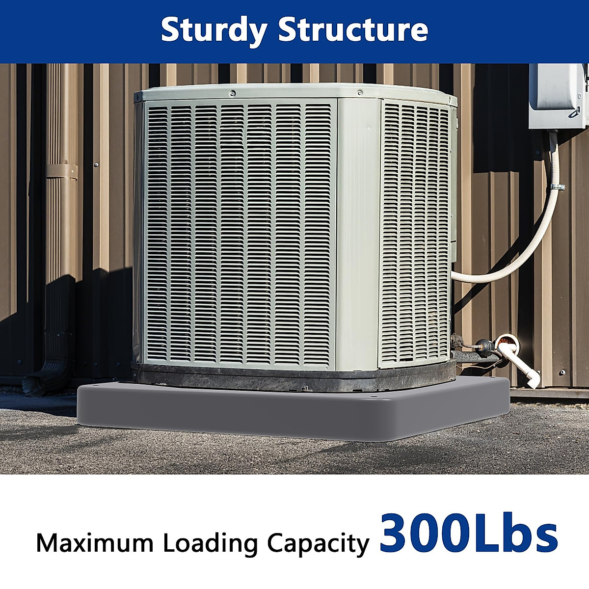 Wincomfort Condenser Pad for Air Conditioner Heat Pump, 24'' x 24'' x 3'' AC Base Stand Plastic Outdoor Condenser Equipment Anti-Vibration Pads