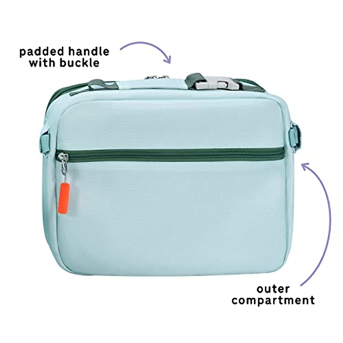 uninni Mint Insulated Lunch box for Kids - Age 3+ with Leak-Resistant Storage, Mesh Pocket, Removable Divider for Snacks, Sandwiches and Drinks, BPA-Free Food-Grade lunch bag kids, Girls and Boys