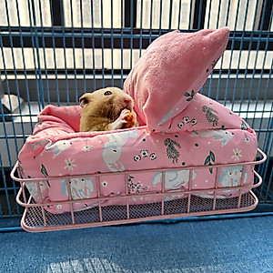 2 Pack Guinea Pig Rat Hammock Metal Year-Round Use，Small Animal Hanging Hammock for Cage Chew Proof，Mini Pet Covered Nest Hammock and Metal Basket for Rat, Mouse, Chinchilla, Ferret