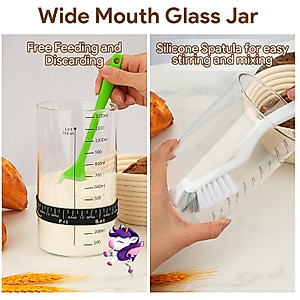 Sourdough Starter Jars,40oz Large Capacity Sourdough Starter Kit,Jars for Sourdough with Sealed Lid, Sticters, Thermometer, Date Feeding Band, Checked Cloth Liner, Baking Supplies (1200 ML/40oz(2PCS)