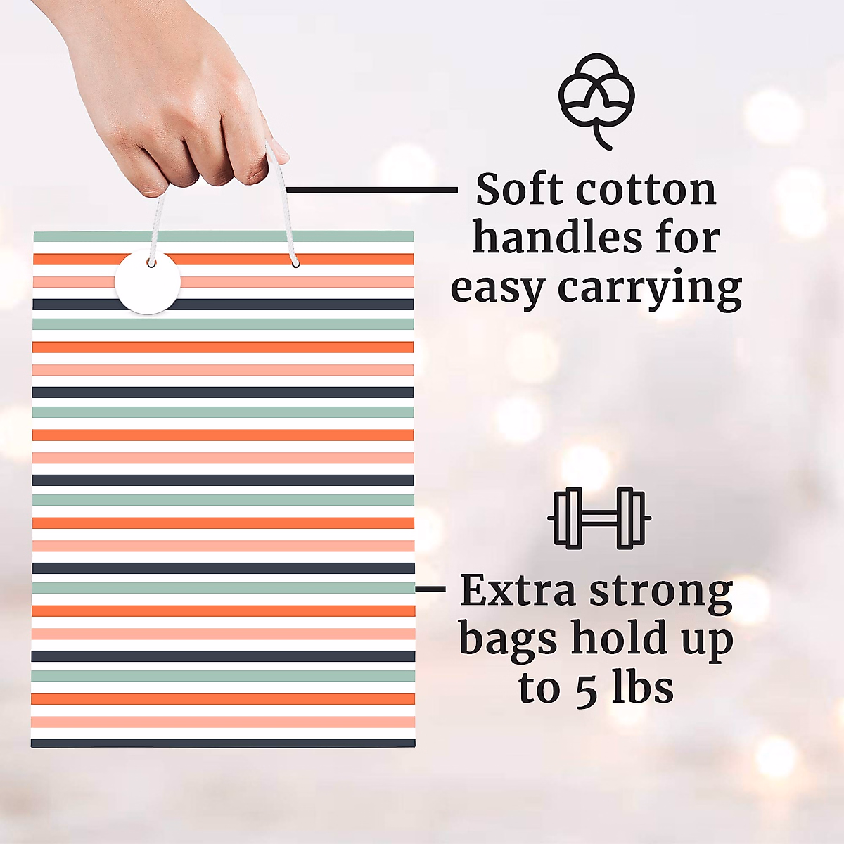 Cute Assorted Birthday Gift Bags - Set of 4 - 10" Medium Size Gift Bags With Handles & Name Tags - Floral, Striped, and Confetti Everyday Gift Bags - Pink & Green Gift Bags For Women. Perfect for Easter, Mothers Day, Birthdays, Baby Showers, Bridal Shower