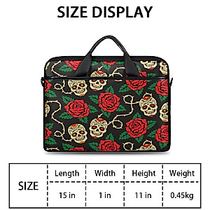 Hallween Skull Laptop Computer Bag Waterproof Shoulder Messenger Bag 13-15 inch Durable Laptop Tote Bag with Shoulder Strap Handle Lightweight Crossbody Briefcase