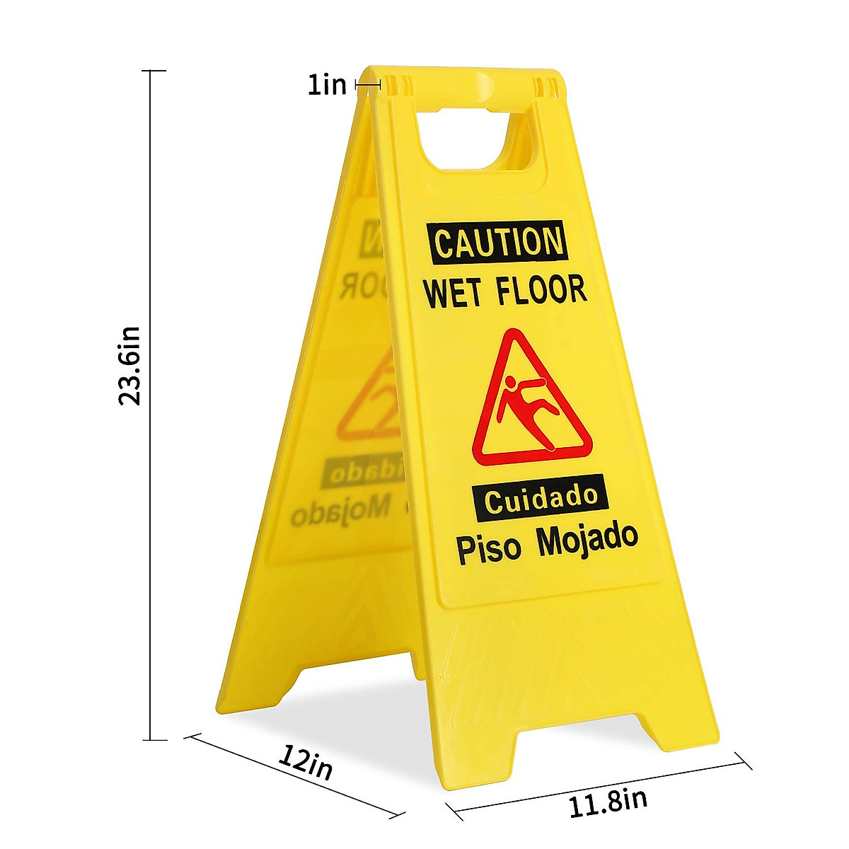 CERLMLAND Caution Wet Floor Sign, Foldable Sturdy Bilingual Double-Sided Safety Warning Signs for Commercial Use (3-Pack Yellow)