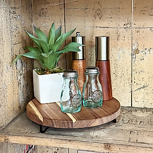 WILDMOS Decorative Round Wood Riser for Display,Pedestal Tray for Home or Kitchen and Bathroom Countertop Organizer,Farmhouse Kitchen Counter Decor Tray. (10-inch)