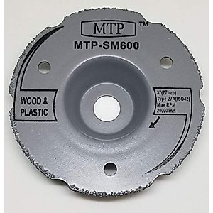 MTP Brand SM600 for Saw Max 3" Wood Plastic Segment Carbide Circular Saw Compatible to use for Rotoo Zip Cup Dome Shaped (1) - 7/16" Arbor
