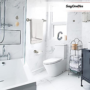 Sayoneyes 5 Pieces Brushed Nickel Bathroom Hardware Set - Includes 16 Inch Towel Bar, Toilet Paper Holder, 3 Towel Hooks – SUS304 Stainless Steel Bathroom Accessory Set Wall Mounted