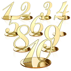 Yalikop Table Numbers Table Numbers for Wedding Reception Wedding Gold Wedding Table Numbers with Holder Elegant Mirror Table Numbers for Wedding Party Birthday Anniversary Event Catering (Gold)