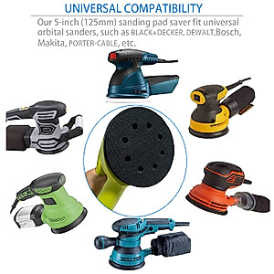 2 Pack 5 inch 8 Hole Premium Hook and Loop Pad Saver for Random Orbital Sanders notably extends The Backing pad´s Lifetime,Multi Hole Pad Protector