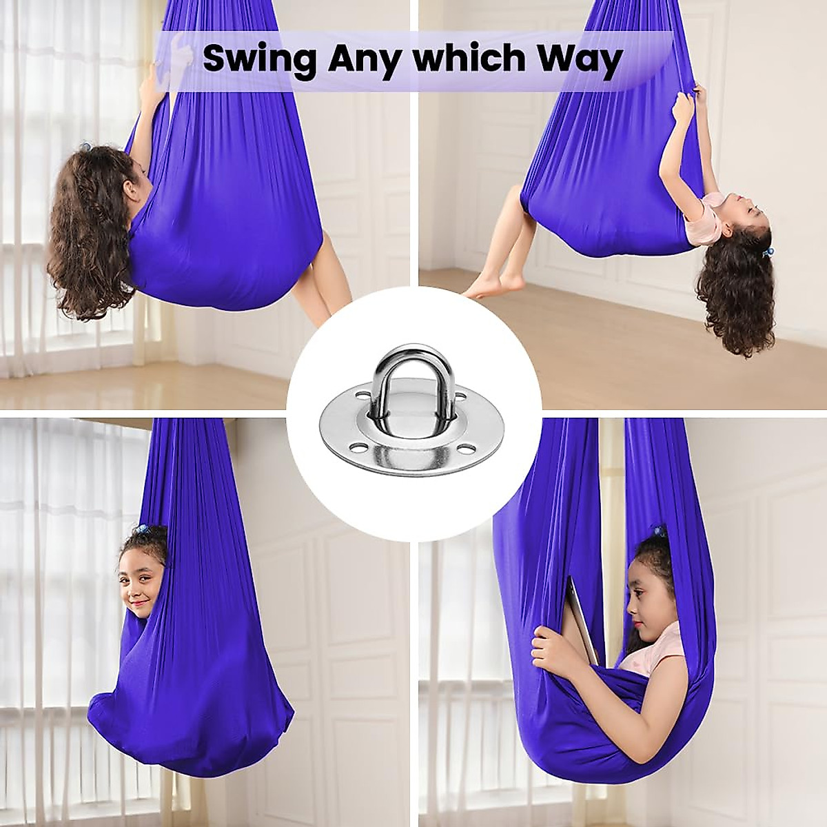 Sensory Swing Safe for Kids Pod Swing Special Needs (with Hardware) Indoor Outdoor Swing Hanger Hammock Chair for Calming & Relaxing, Autism, ADHD Aspergers Therapy Cuddle, Child Sensory Seat Toy Gift