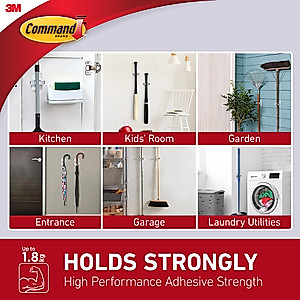 Command Broom and Mop Grippers Wall Hook, Damage Free Hanging Wall Mount Broom and Mop Holder, No Tools Household Cleaning Organizer for Living Spaces, 1 Hanger and 2 Command Strips