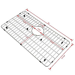 LQS Stainless Steel Kitchen Sink Bottom Grid and Sink Protector, Protective Sink Grid 26 x 14 Inches with Rear Drain for Single Sink Bowl