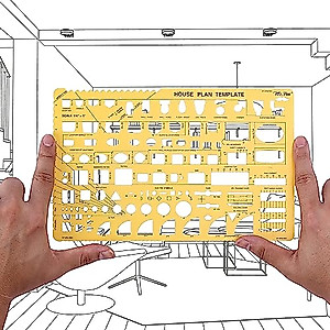 Mr. Pen- House Plan, 3 Pack, Orange, Interior Design and Furniture Templates, Drafting Tools and Ruler Shapes for Architecture, Drafting Tools, Architecture Supplies, Drafting Templates