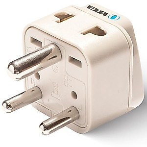 OREI USA to India Plug Adapter - Type D Plug Adapter - 2 in 1 - CE Certified - RoHS Compliant - Beige (DB-10)