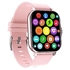 Bzdzmqm Smart Watch Can Answer Calls and Text, 1.7In HD Touch-Screen Smartwatch for iOS Android Waterproof Sport Watch Call/Text (Pink)