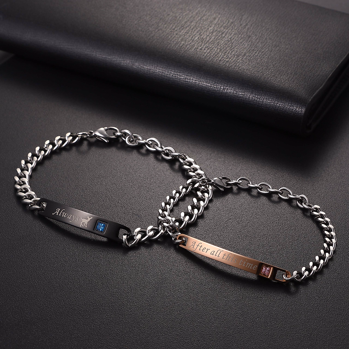 OIDEA 2pcs Stainless Steel His Hers After All This time Always Bracelets for Boyfriend and Girlfriend Valentines Day Gift