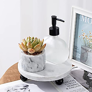 FasolaHome Decorative Marble Riser For Display, Cute Home, Bathroom, Kitchen Decor, Beautiful Marble Pedestal Stand Uniquely Displays Your Decorations, The Perfect Marble Tray to Add Some Beauty to Your House (Large-7inch)
