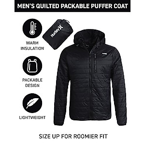 Hurley Men's Jacket - Balsam Lightweight Packable Puffer Coat - Weather Resistant Outerwear Windbreaker Coat for Men (M-XL), Size Medium, Black
