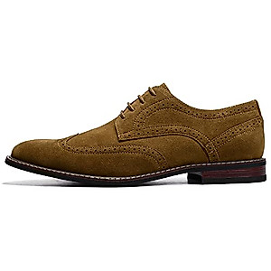 Mofri Men's Oxford Shoes Wingtip Dress Shoes Lace Up Shoes(Brown Suede,10)