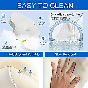 Femont Cervical Memory Foam Pillow,Contour Pillow for Pain Relief Sleeping,Neck Support Sleeping Bed Pillow for Side Back Stomach Sleepers,Breathable Washable Cover,Giftable
