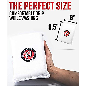 Adam's Microfiber Car Wash Sponge – Premium Scratch Free Microfiber Mitt for Car Cleaning | Car Detailing Accessory Works with Bucket, Car Shampoo Soap, Foam Cannon or Foam Gun | Boat RV Motorycle
