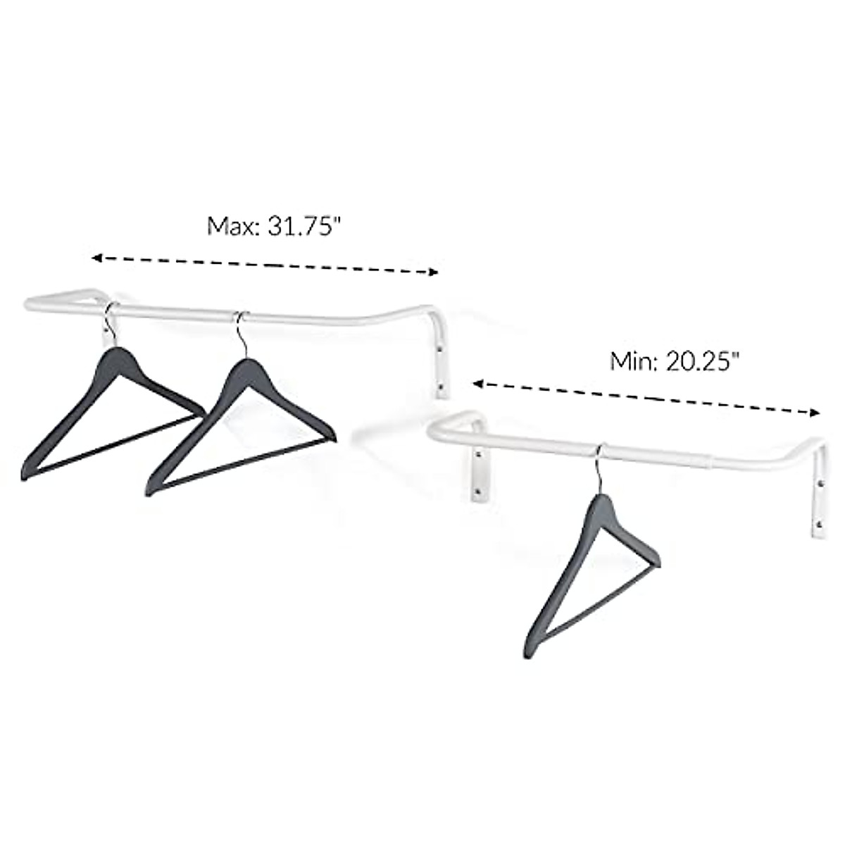 brightmaison Sofia Clothes Rack, Hanging Closet Organizer Adjustable & Wall Mount Clothes Rail Laundry Organizer Steel, White