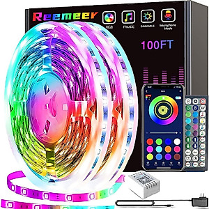 Tenmiro Led Lights for Bedroom 100ft(2 Rolls of 50ft) Smart Music Sync Color Changing LED Strip Lights with App and Remote Control RGB LED Strip, LED Lights for Room Home Party Decoration