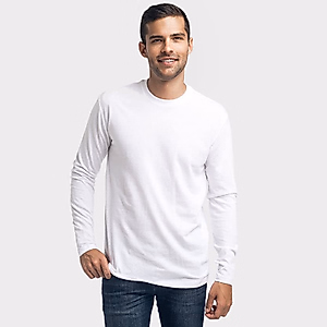 True Classic Long Sleeve Shirts for Men, Premium Fitted Crew Neck T-Shirts and Gifts for Men. White, XL
