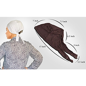 TheHijabStore.com Jersey Bonnet Caps Under Scarf Head Wraps for Women Turban Hat with Tie-Back Closure Black