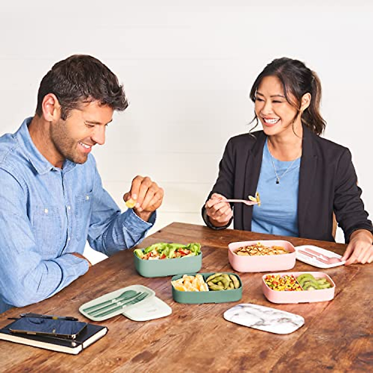 Bentgo Classic - All-in-One Stackable Bento Lunch Box Container - Modern Bento-Style Design Includes 2 Stackable Containers, Built-in Plastic Utensil Set, and Nylon Sealing Strap (Khaki Green)