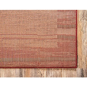 Unique Loom Autumn Collection Modern Contemporary Casual Abstract Area Rug, Rectangular 5' 0 x 8' 0, Terracotta/Burgundy Border