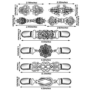 Juinte 8 Pcs Retro Sweater Clips Cinch Clips Shawl Clips Vintage Cardigan Collar Clips Dress Shirt Brooch Clips for Women(Silver)