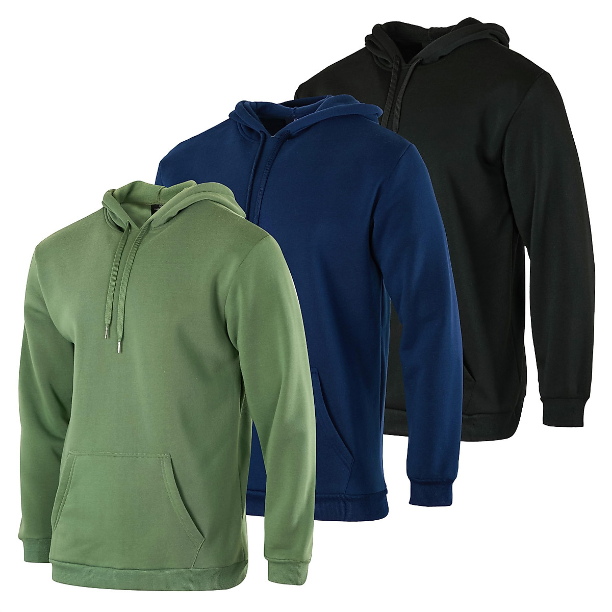 3 Pack: Men’s Fleece Warm Dry Fit Wicking Long Sleeve Active Athletic Hoodie Performance Hooded T Shirt Workout Running Fitness Gym Sports Fishing Casual Sweatshirt Outdoor Hiking-Set 1, Small