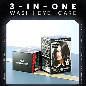 MOHOPE Black Shampoo for Grey Hair 30ml x 10Pcs | Revolutionary Instant Hair Dye | Semi Permanent Magically Only 10 Minutes Last 30 Days | Safe Natural Ingredients