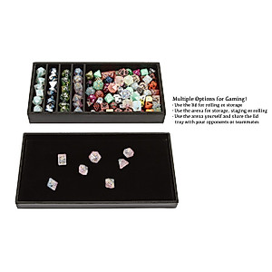 Forged Dice Co. Dice Battle Pit Dice Tray - 2 Dice Trays in 1 with Staging Area - Rolling Tray and Storage Compatible with Any Dice Game, D&D and RPG Gaming - Black