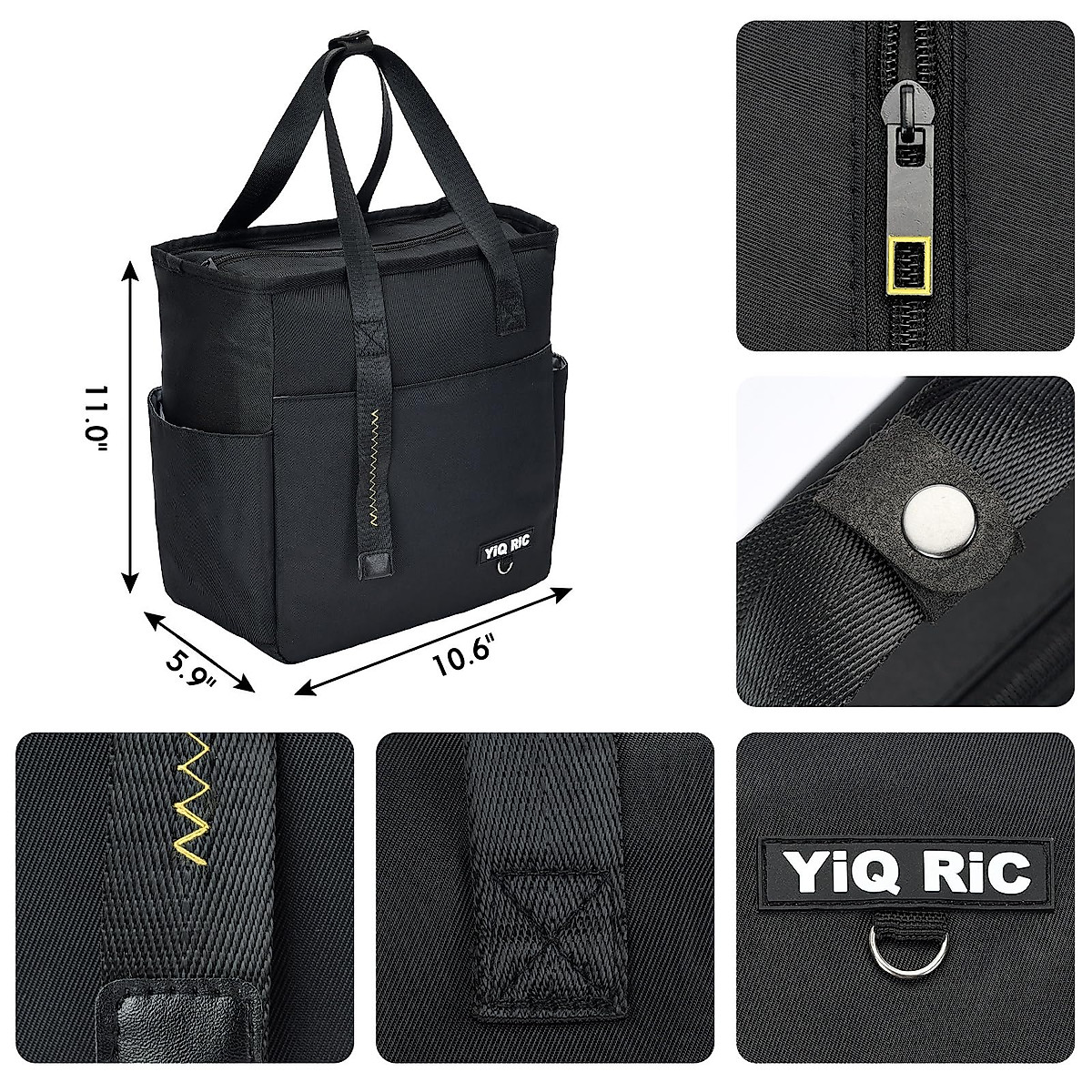 Lunch Box for Women/Men - Large/Small Insulated Leak Proof Lunch Bag for work Reusable Lunch Tote Bag for Kids Girls L Black