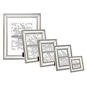 Laura Ashley 11x14 (Matted 8x10) Champagne Mirror Bead Picture Frame, Classic Mirrored Frame with Beaded Border, Wall-Mountable, Made for Photo Gallery and Wall Art, (11x14 (Matted 8x10), Champagne)